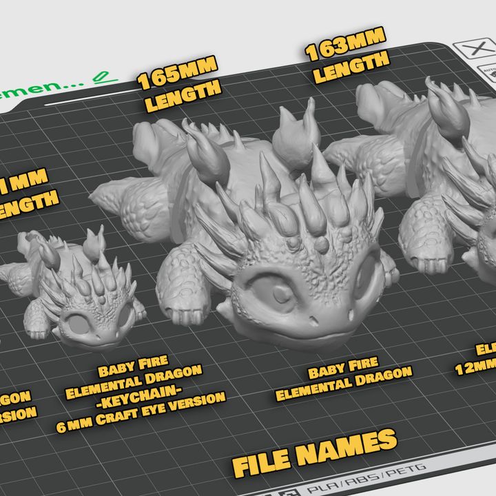 3D Printable Baby Fire Elemental Dragon - Articulated Fantasy Figure ...