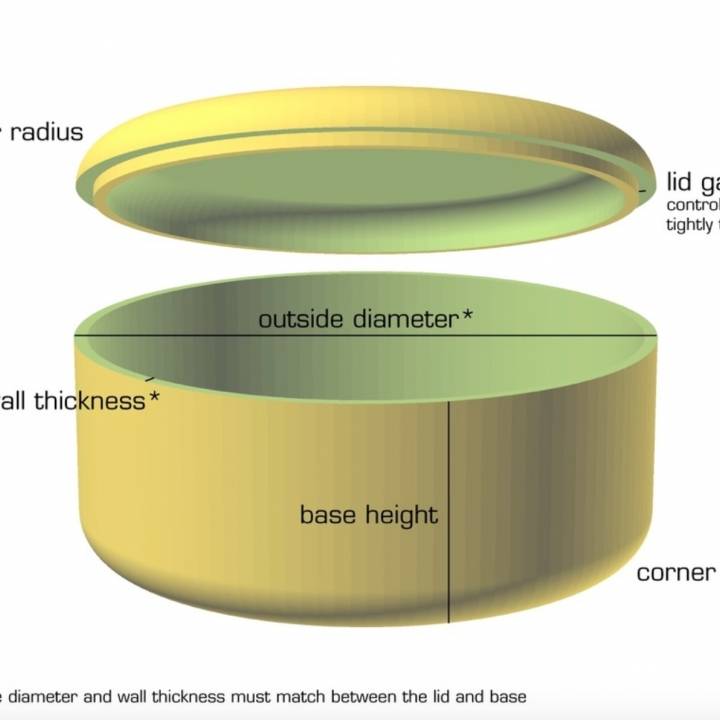 3D Printable Customizable Round Containers by Walter Hsiao