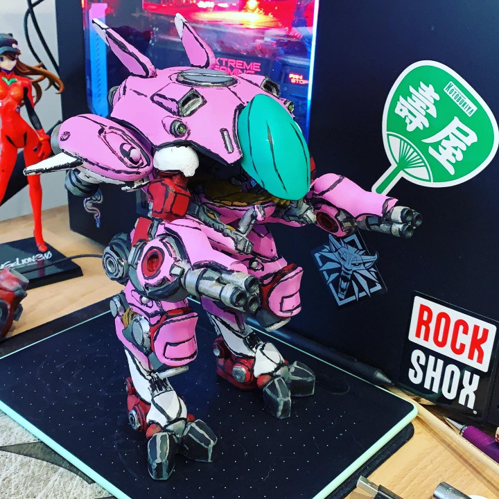 3D Print of Overwatch - D.Va & Meka - Victory Pose by rez2oox