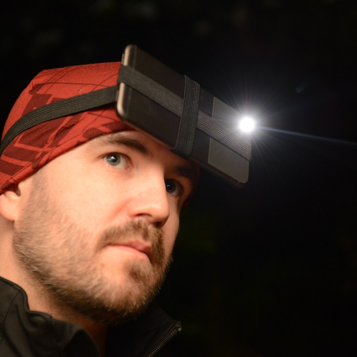 3D Printable Smartphone Headlamp Mount by Clockspring