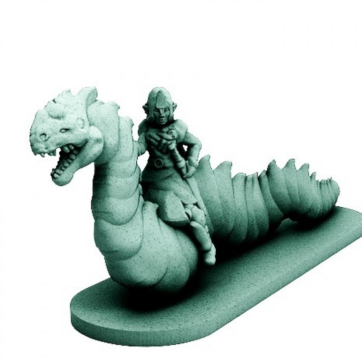 3D Printable Wurm Rider (18mm scale) by Arian Croft