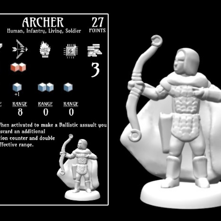 3D Printable Archer (18mm scale) by Arian Croft