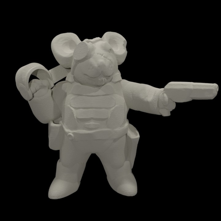 3D Printable Mouse Pookah Space Pirate (28mm/Heroic scale) by Arian Croft