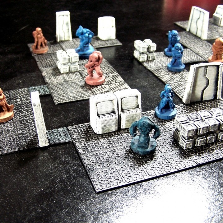 3D Printable Modular Futuristic Tiles: Core Set by Arian Croft