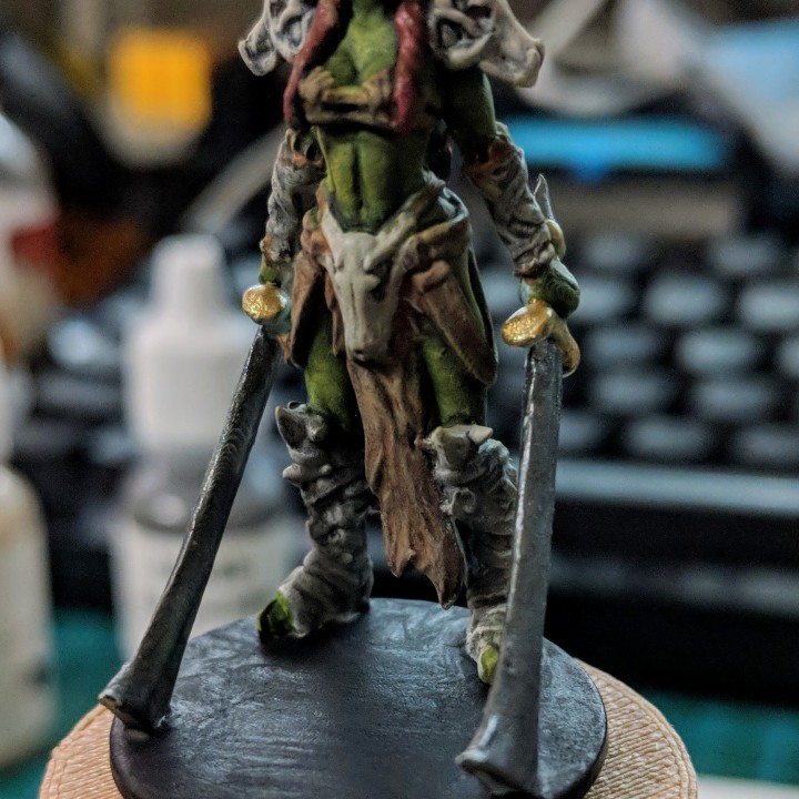 3D Print of Two Blade - Female Orc Commander - PRE SUPPORTED - 32 mm ...