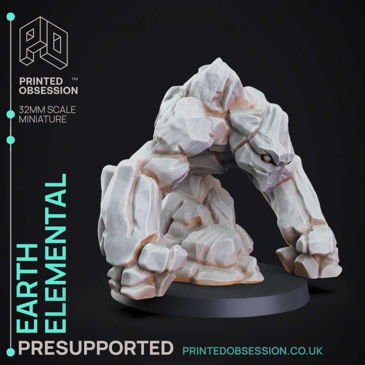 3D Printable Earth Elemental - DND Miniature - 32mm Scale ...