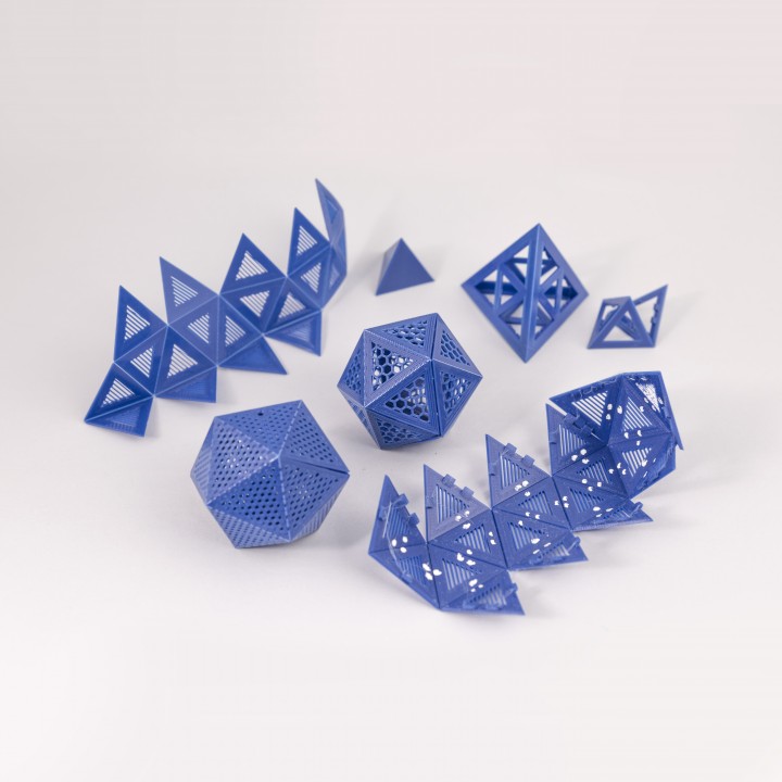 3D Printable Folding Polyhedra Pack No.1 by Devin Enrique Büchele de Montes