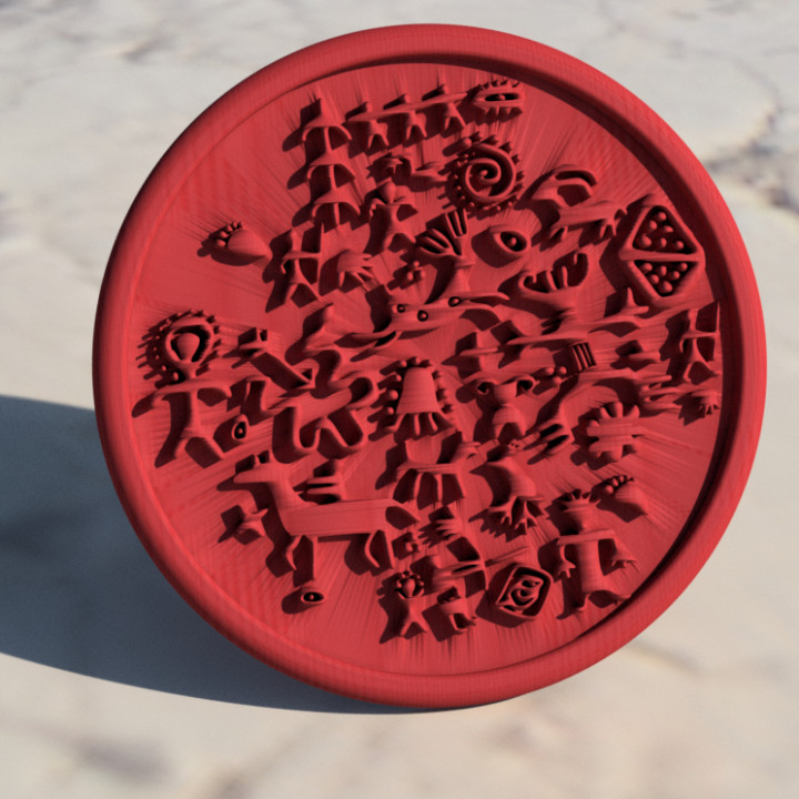 3D Printable Coaster with ancient cave painting (pair) by Idea Lab