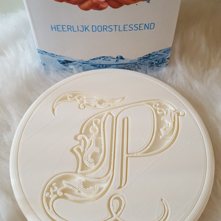 3D Printable Coaster with letter 'P' by raimonvibe