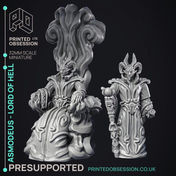 3D Printable Asmodeus - Lord of Hell - 2 Models - PRESUPPORTED - 32mm ...