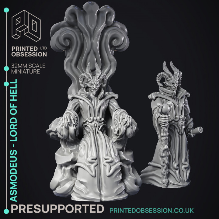 3D Printable Asmodeus - Lord of Hell - 2 Models - PRESUPPORTED - 32mm ...