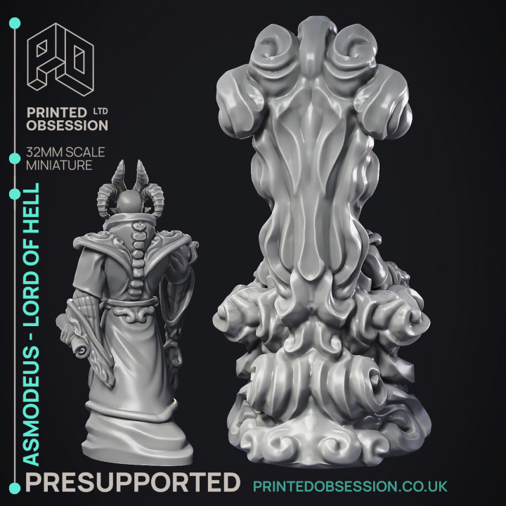 3D Printable Asmodeus - Lord of Hell - 2 Models - PRESUPPORTED - 32mm ...