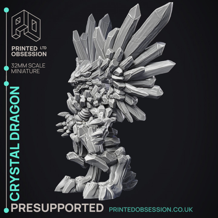 3D Printable Crystal Dragon - Large Dragon - PRESUPPORTED - Hell Hath ...