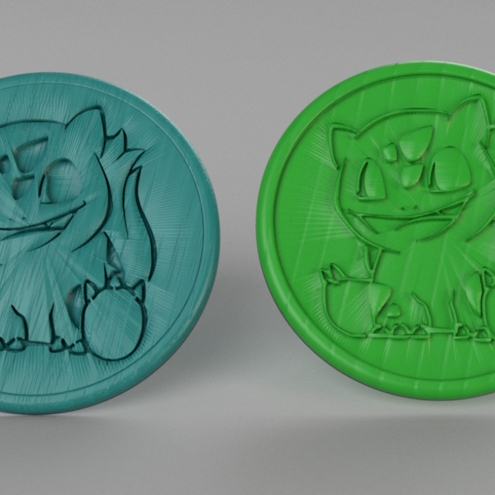 3D Printable Bulbasaur coasters (pair) by Idea Lab