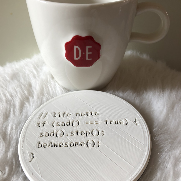 3D Printable c{}de coaster by Idea Lab