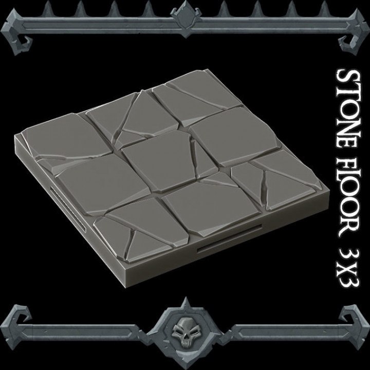 3D Printable Gothic City: Stone Floor Sample by RocketPigGames
