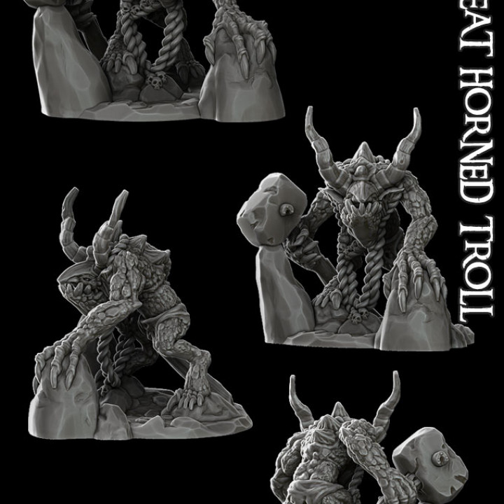 3D Printable Deluxe Great Horned Troll by RocketPigGames