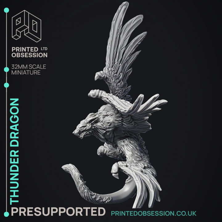 3D Printable Thunder Dragon - Large Creature - PRESUPPORTED - Heaven ...