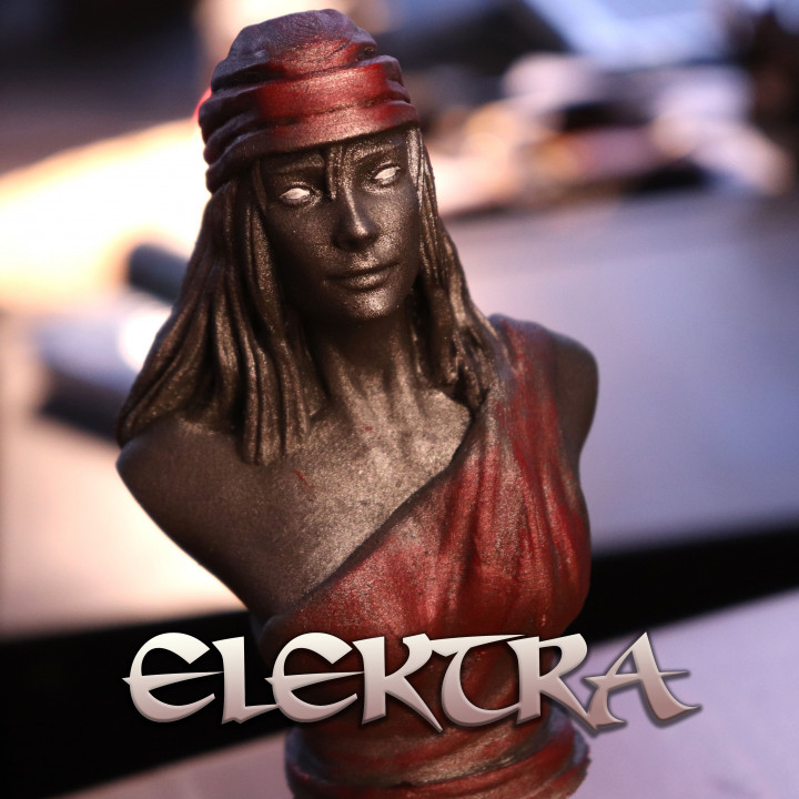 3D Printable Elektra from Marvel Comics (support free bust) by Rober Rollin