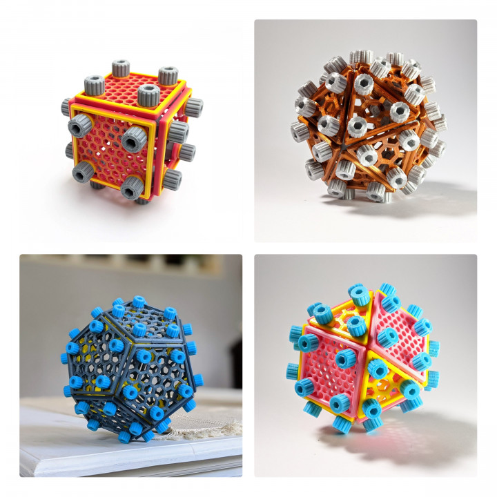 3D Printable Bolted Polyhedron Bundle! by Clockspring