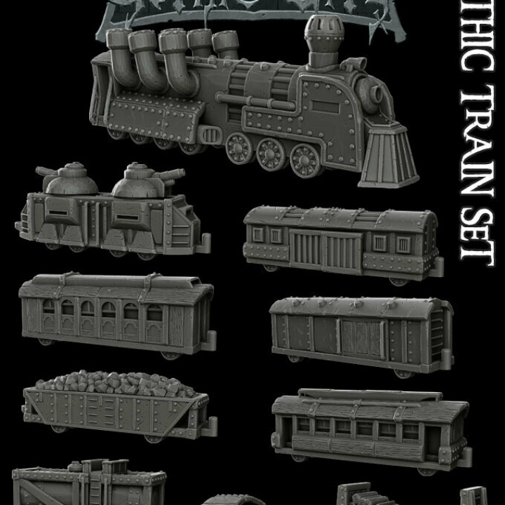3D Printable Gothic City: Train Set by RocketPigGames