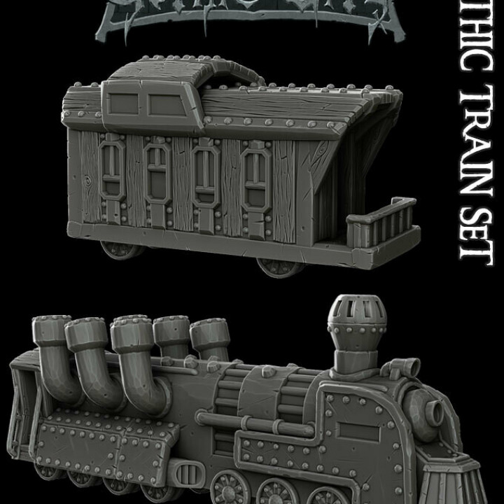3D Printable Gothic City: Train Set by RocketPigGames