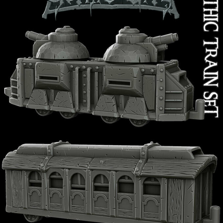3D Printable Gothic City: Train Set by RocketPigGames