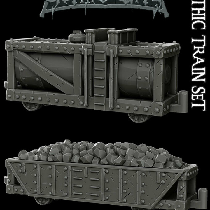 3D Printable Gothic City: Train Set by RocketPigGames