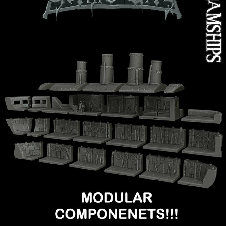 3D Printable Gothic City: Steamships by RocketPigGames