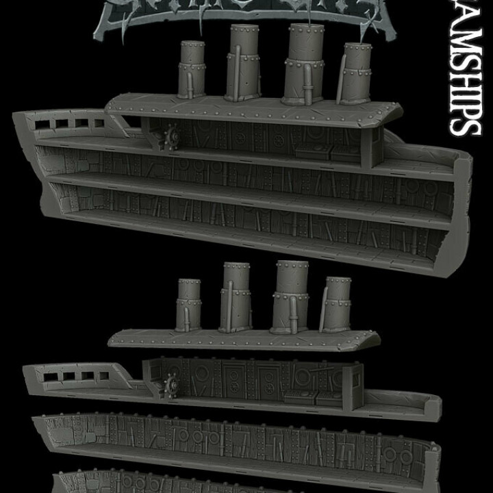 3D Printable Gothic City: Steamships by RocketPigGames