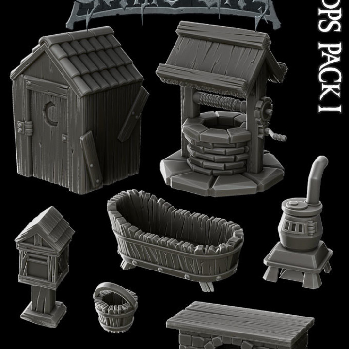 3D Printable Gothic City: Props Pack I by RocketPigGames