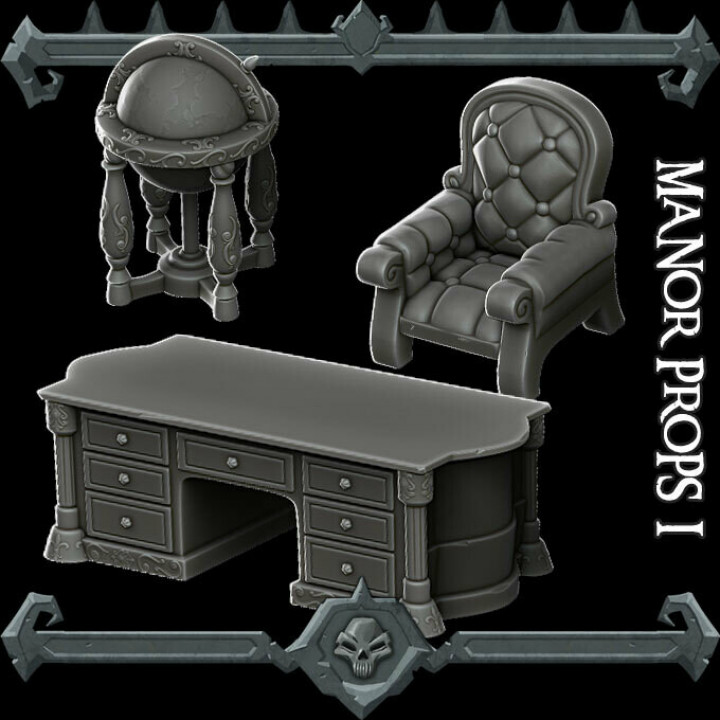 3D Printable Gothic City: Manor Props I by RocketPigGames