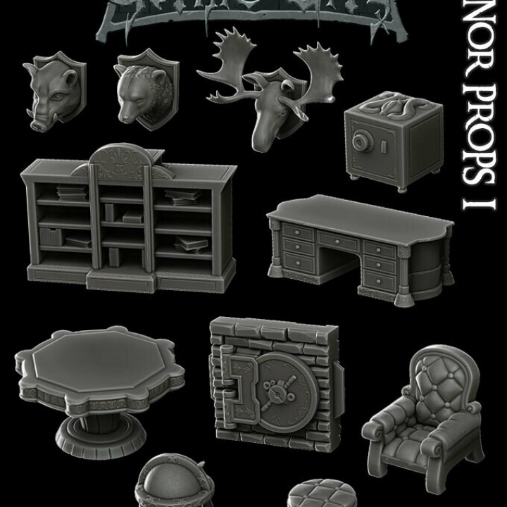 3D Printable Gothic City: Manor Props I by RocketPigGames