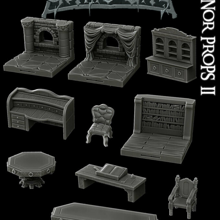 3D Printable Gothic City: Manor Props II by RocketPigGames