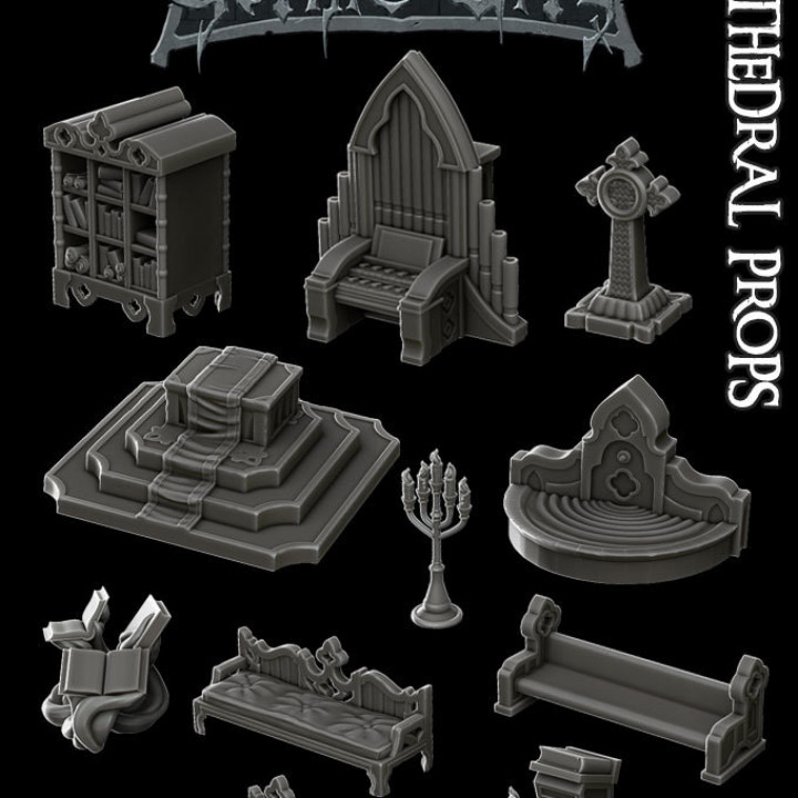 3D Printable Gothic City: Cathedral Props by RocketPigGames