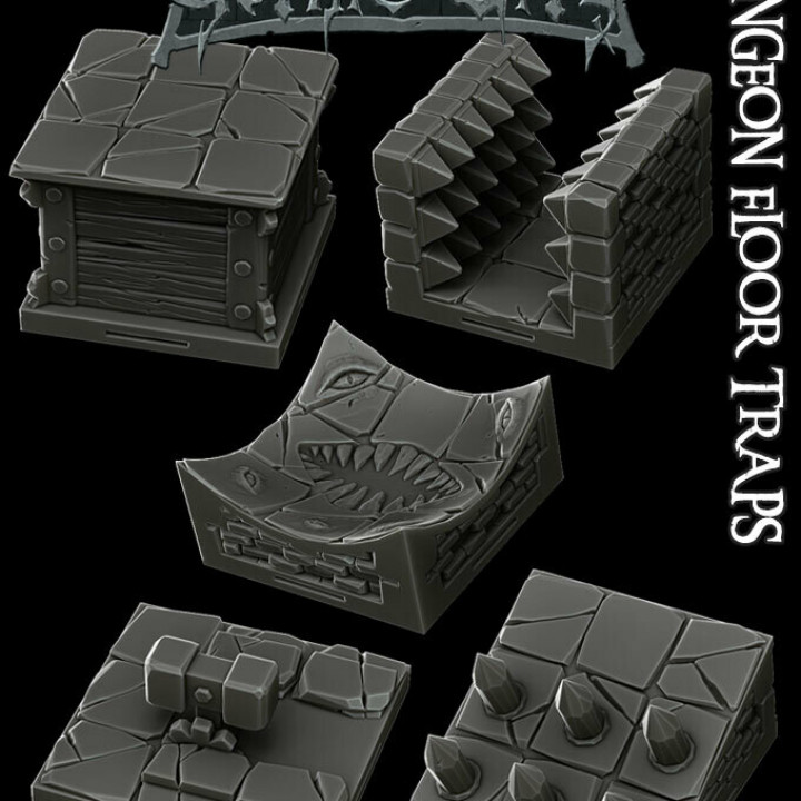 3D Printable Gothic City: Dungeon Floor Traps by RocketPigGames