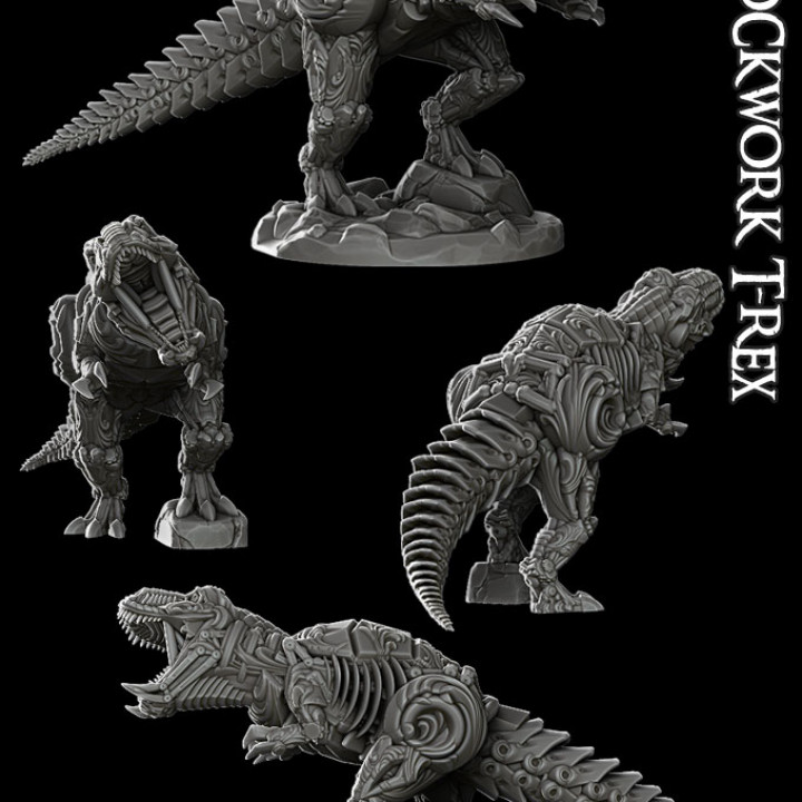3D Printable Clockwork T Rex by RocketPigGames