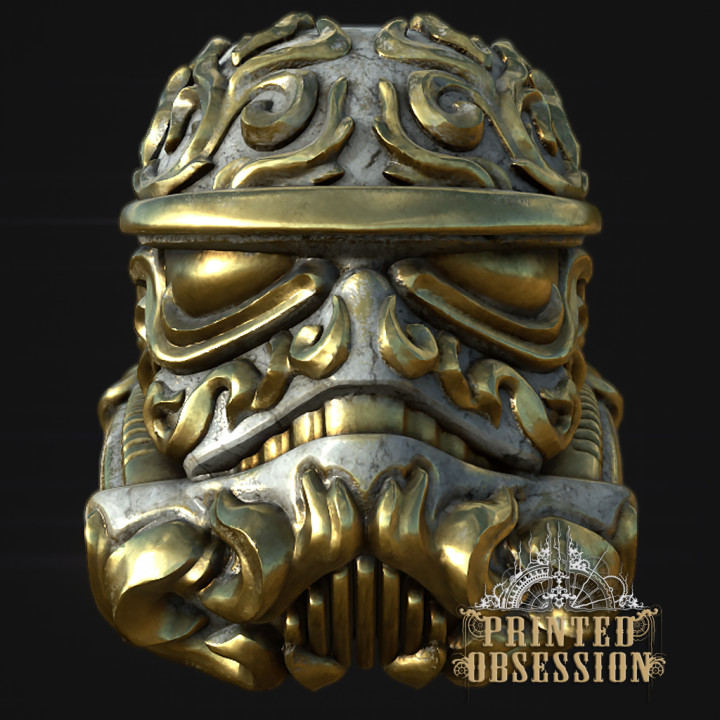 3D Printable Rococo Scroll Trooper Helm by Printed Obsession
