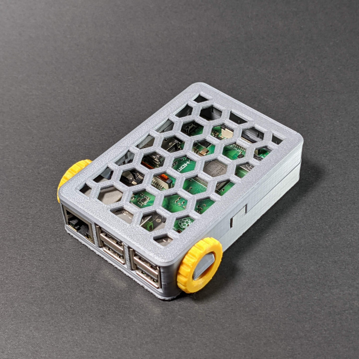 3D Printable Hinged Raspberry Pi case (3B+ etc) by Clockspring