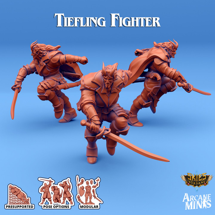 3D Printable Tiefling Fighter - Carren Pirates by Sordane Publishing