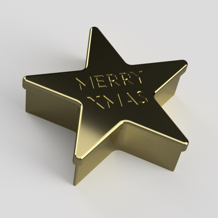3D Printable Star box (with blank or Christmas top) by imakina