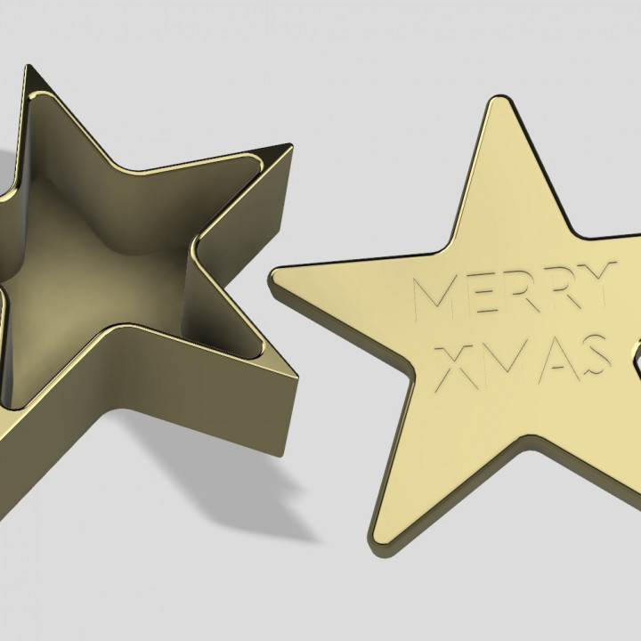 3D Printable Star box (with blank or Christmas top) by imakina