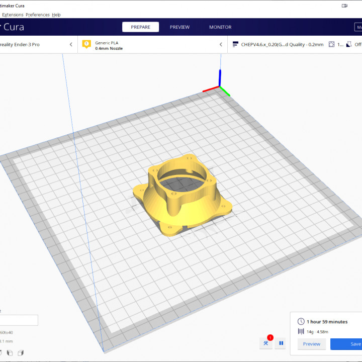 3D Printable 40mm to 60mm fan adapter by gregsan