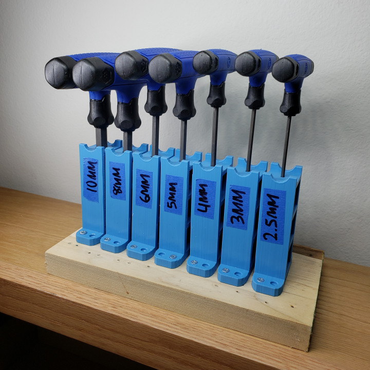 3D Printable Stands T-handle Hex Keys (Metric) by Meat Mannequin