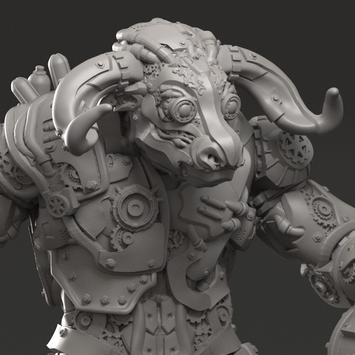 3D Printable Steampunk Minotaur Gunner by 3DArtGuy