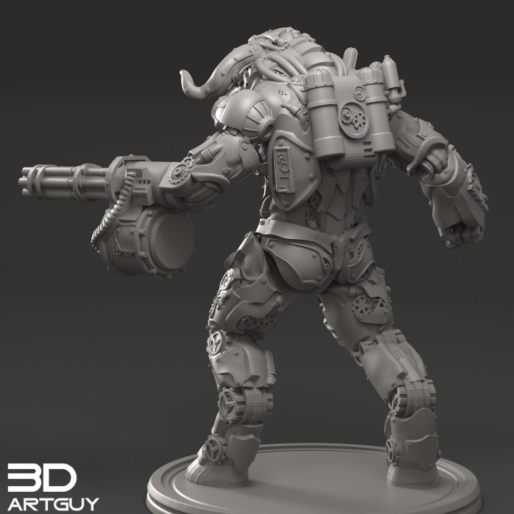 3D Printable Steampunk Minotaur Gunner by 3DArtGuy