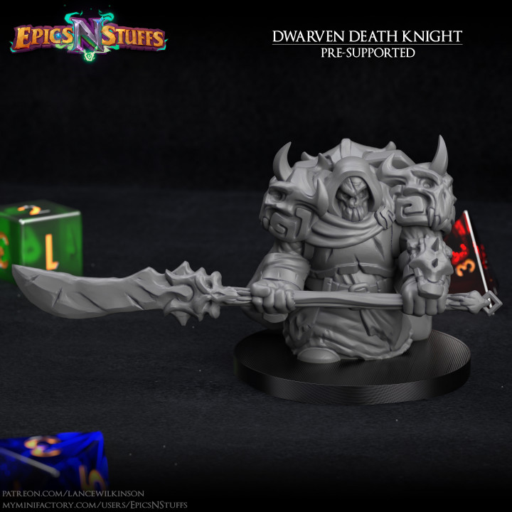 3D Printable Dwarven Death Knight Miniature by Epics N Stuffs