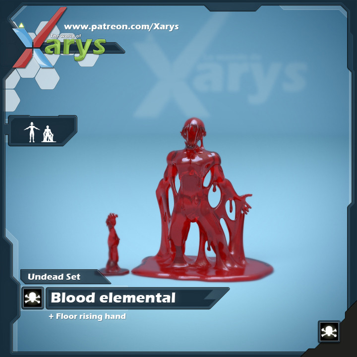 3D Printable Blood Elemental by Xarys Games