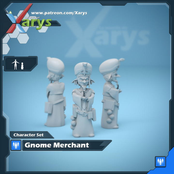 3D Printable Gnome Merchant by Xarys Games