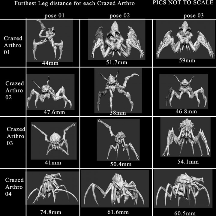 3D Printable Crazed Arthro (Full Collection 4 bugs, 12 poses ) by Mini ...